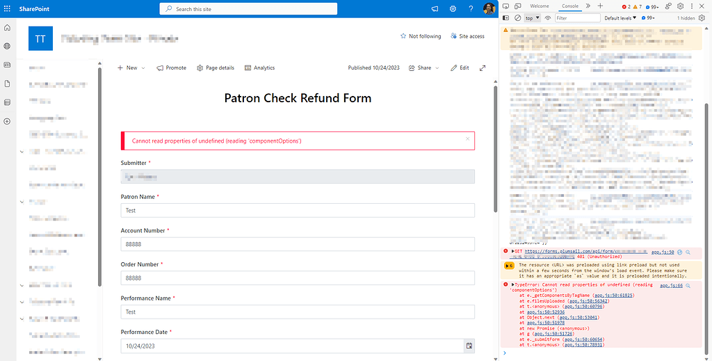 Public Form Getting Js 401 Error When Embedded In Sharepoint Public Forms Community